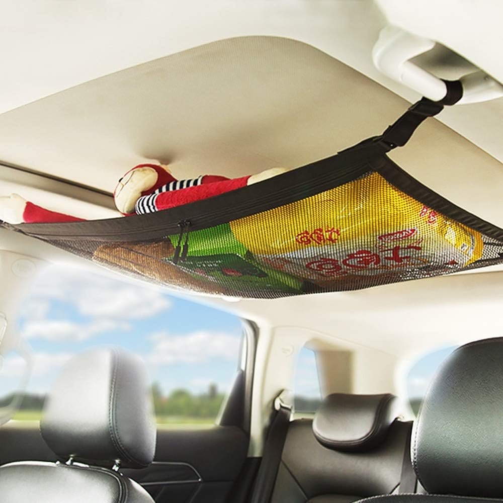 Portable Car Ceiling Space Saver Storage Net | Double-Layer Mesh Stora ...
